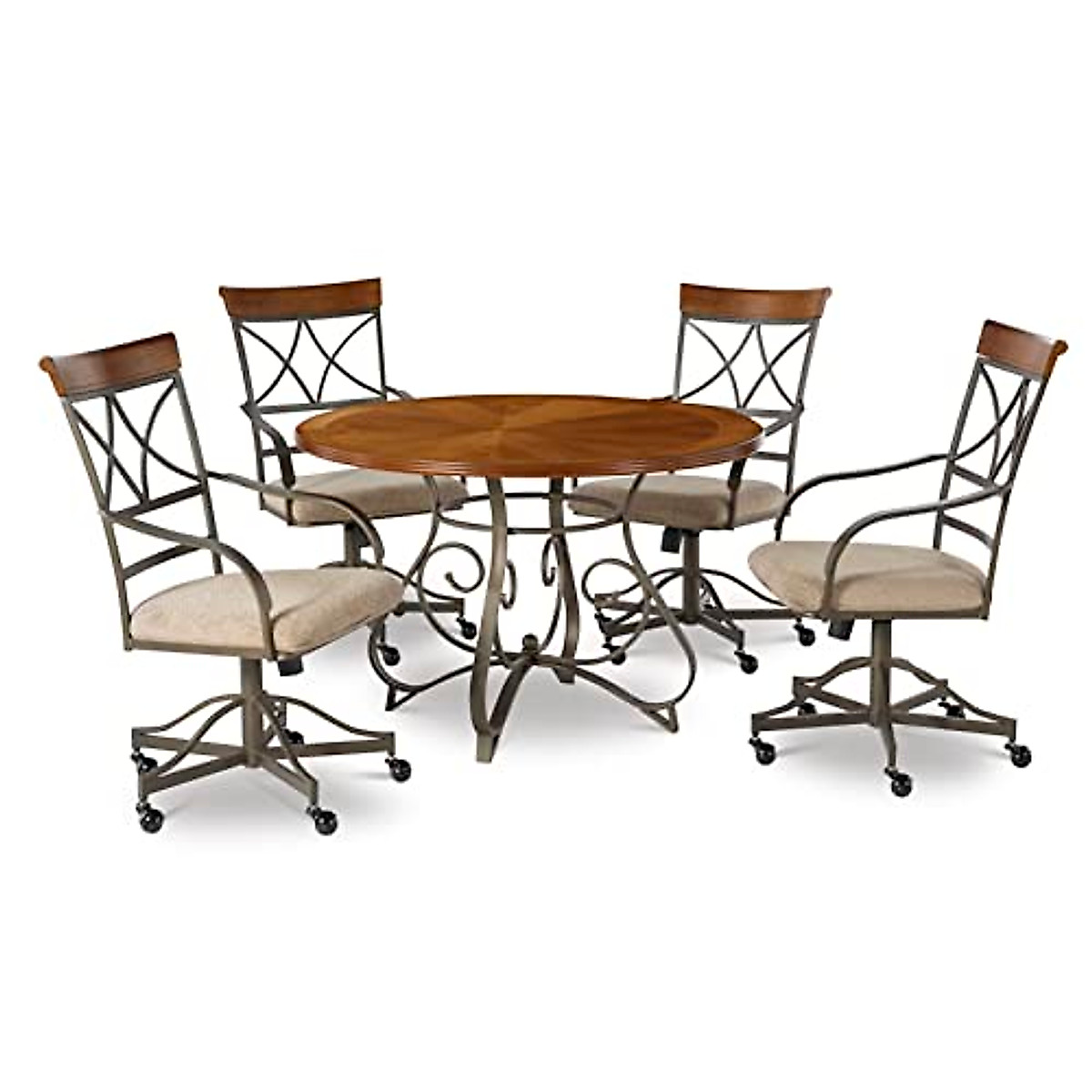 Powell 5-Pc Hamilton Swivel Dining Set, Medium Cherry