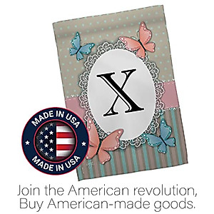 Breeze Decor X Initial Garden Flag Set Mailbox Hanger Monogram Friends Bugs & Frogs Butterfly Ladybugs Dragonfly Bee Springtime Insect Natural Wildlife House Yard Gift Double-Sided, Made in USA