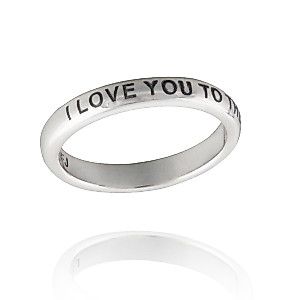 FashionJunkie4Life Sterling Silver I Love You to the Moon and Back Engraved Stackable Ring Band, Sizes 6-9 (9)