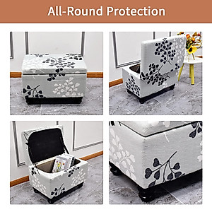 Eco-Ancheng Storage Ottoman Cover Rectangle Ottoman Slipcover Folding Storage Ottoman Bench Slipcovers Footrest Stool Slipcover with Nonslip Elastic Bottom for Living Room,Large 01