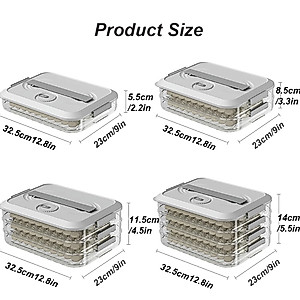 CMZYB 4-Layer Rectangular Food Storage Containers with Flip Top Lids, Dumpling Box, Cookie Storage, Good Sealing, Time Recorder (Blue)