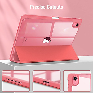 Fintie Hybrid Slim Case for iPad 10th Generation 10.9 Inch Tablet (2022 Model) - [Built-in Pencil Holder] Shockproof Cover with Clear Transparent Back Shell, Auto Wake/Sleep, Pink