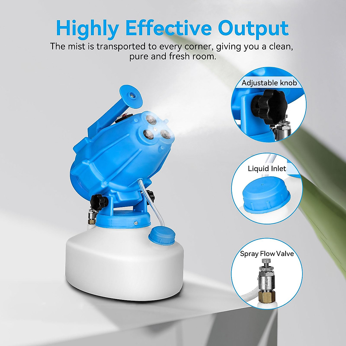 CEED4U 5L (1.3 Gallon) Electric ULV Fogger Machine with 3 Nozzles, Portable Professional Sprayer Cold Fogger Adjustable Flow Rate Fogger for Home Garden School Yard Church Outdoor Indoor