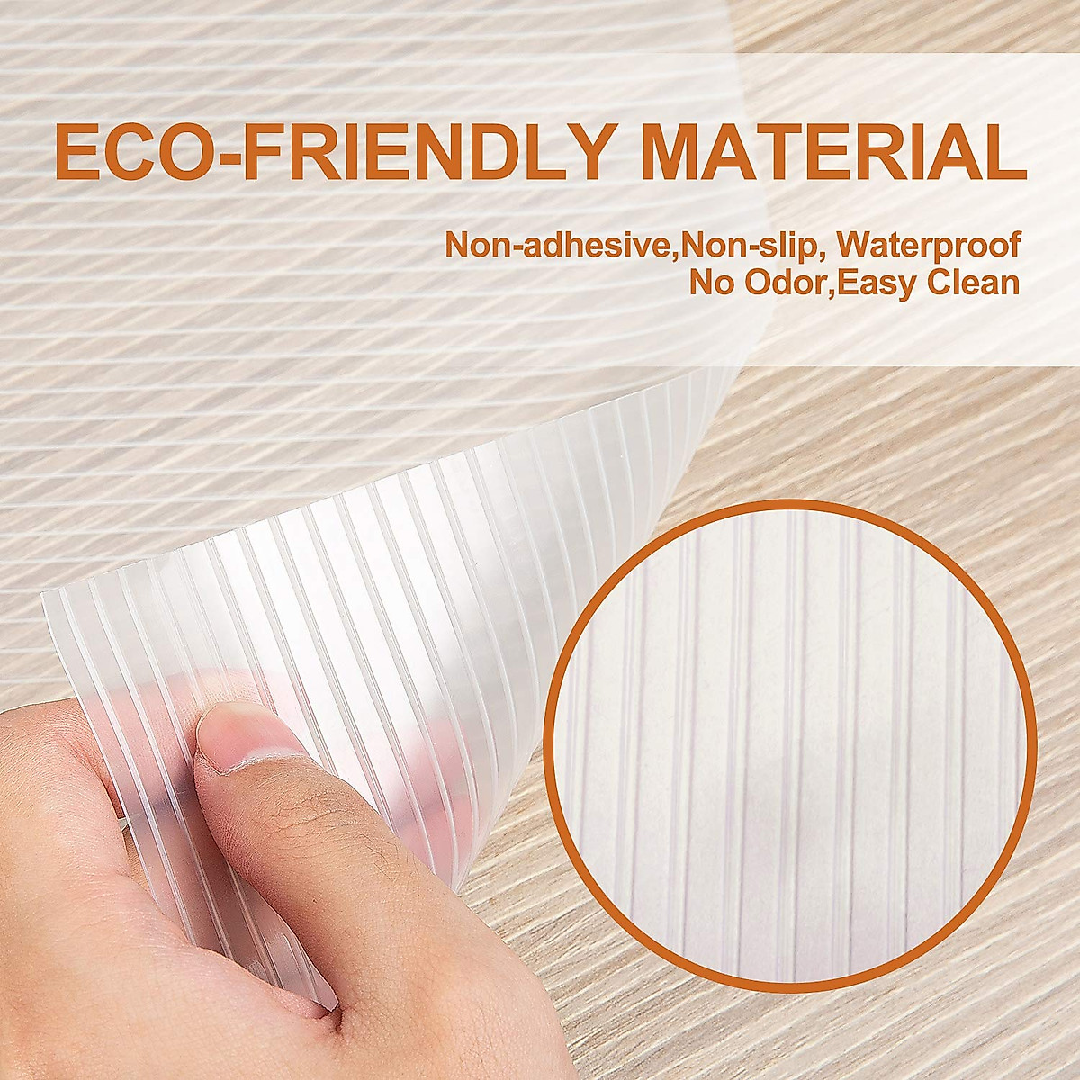 SinhRinh Drawer and Shelf Liner, 17.5IN x 10FT Non Slip Non Adhesive Cabinet Liner for Kitchen and Desk - Clear Ribbed