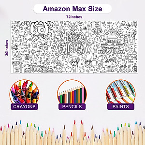 OHOME Halloween Giant Coloring Poster/Tablecloth-Halloween Crafts for Kids-30 x 72 Inches Jumbo Paper Coloring Banner Gifts for Kids Activities Games Toys Party Favors- Halloween Party Decorations