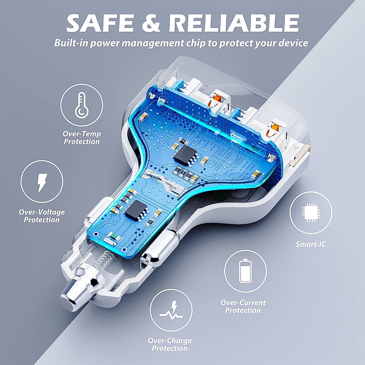 SUNDA 60W USB C Fast Car Charger, 4-Ports Car Charger Adapter, Dual Type C PD30W/PPS30W Compatible with iPhone16/15 Pro/Max/iPhone14/iPad Pro/Galaxy/SamsungS24, Dual USB-A 18W QC3.0 for Android