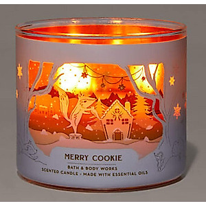 White Barn Bath & Body Works 3-Wick Scented Illuminating Candle in Merry Cookie (2020)