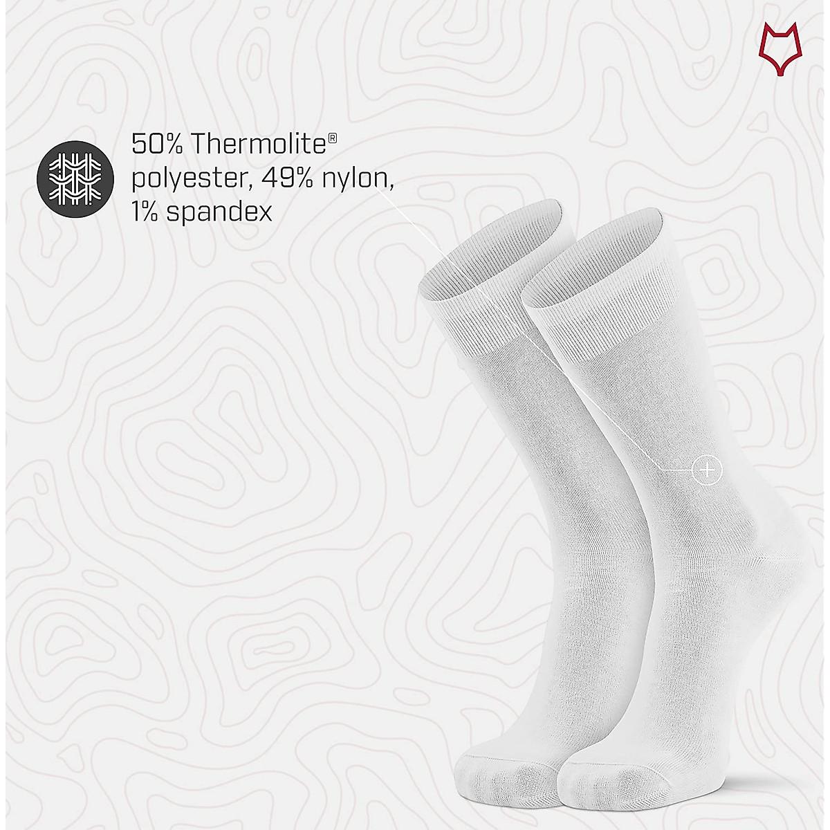 Fox River Men's Standard Therm Ultra-Lightweight Crew Liner Cold Weather & Winter Socks | Moisture-Wicking | Breathable | Warm, White, X-Large