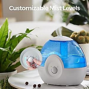 raydrop Cool Mist 2.2L Humidifiers for Bedroom, 28dB Whisper-Quiet Ultrasonic Humidifier, Easy to Clean Home Humidifier, Auto Shut-Off, 30H Work Time, Night Light (Blue)