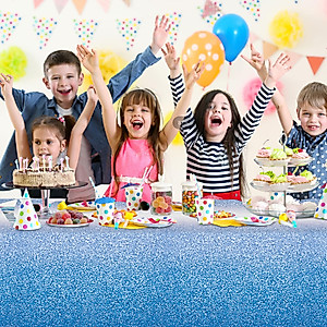 6 Pack Ombre Blue Plastic Tablecloth for Parties, Gradient Pastel Blue Disposable Tablecloths for Rectangle Tables, Royal Blue Sprinkle Table Cover for Wedding Birthday Anniversary Party, 54 x 108Inch