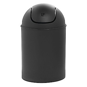 HUBERT Countertop Trash Can with Swing Top 6 qt Black Plastic - 7 1/2" Dia x 12" H