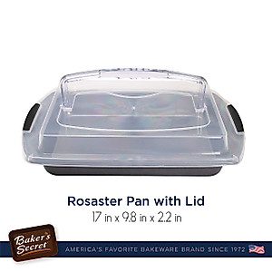 Baker's Secret Set of 3 Roaster, 14" 16" 18", Carbon Steel with Nonstick Coating for Easy Release, Cookie Trays for Baking Roasting Cooking, Dishwasher Home Baking Supplies