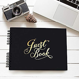 KIJETA Black Polaroid Guest Book for Wedding, Funeral, Baby Shower, Birthday, Bridal Shower, Graduation Party, 50th Anniversary - 11.5” x 8.5”, 80 Blank Pages Guestbook