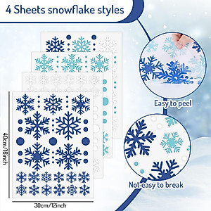 Whaline 4 Sheets Snowflake Rub on Transfers 16 x 12 Inch Winter Christmas Snowflake Transfer Stickers Xmas Blue White Furniture Decals for Crafts Wood Fabric Journal Envelope Scrapbook
