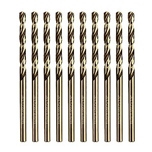 1/8 Inch Cobalt Drill Bits - Set of 10 Pcs, BAIDETS M35 High Speed Steel Jobber Drill Bits, Twist Drill Bits Set for Hard Metal, Stainless Steel, Cast Iron, Plastic and Wood