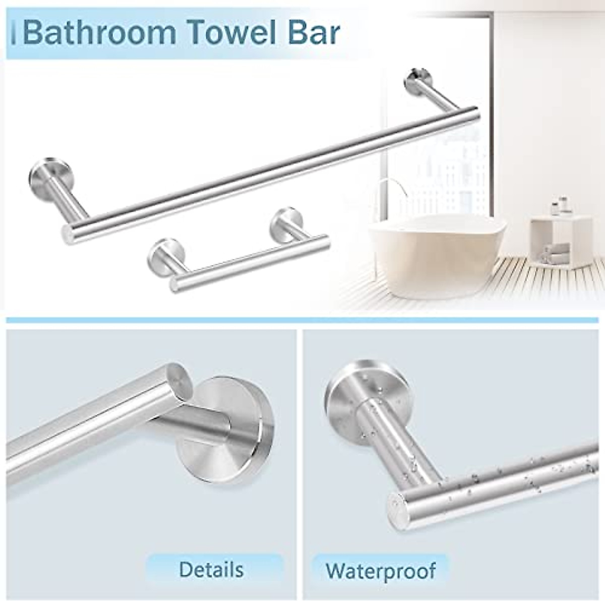 Cilee 10 Piece Brushed Nickel Bathroom Hardware Set, 24 inch Brushed Nickel Towel bar Towel Ring Toilet Paper Holder Robe Towel Hook, SUS304 Stainless Steel Bathroom Accessory Set
