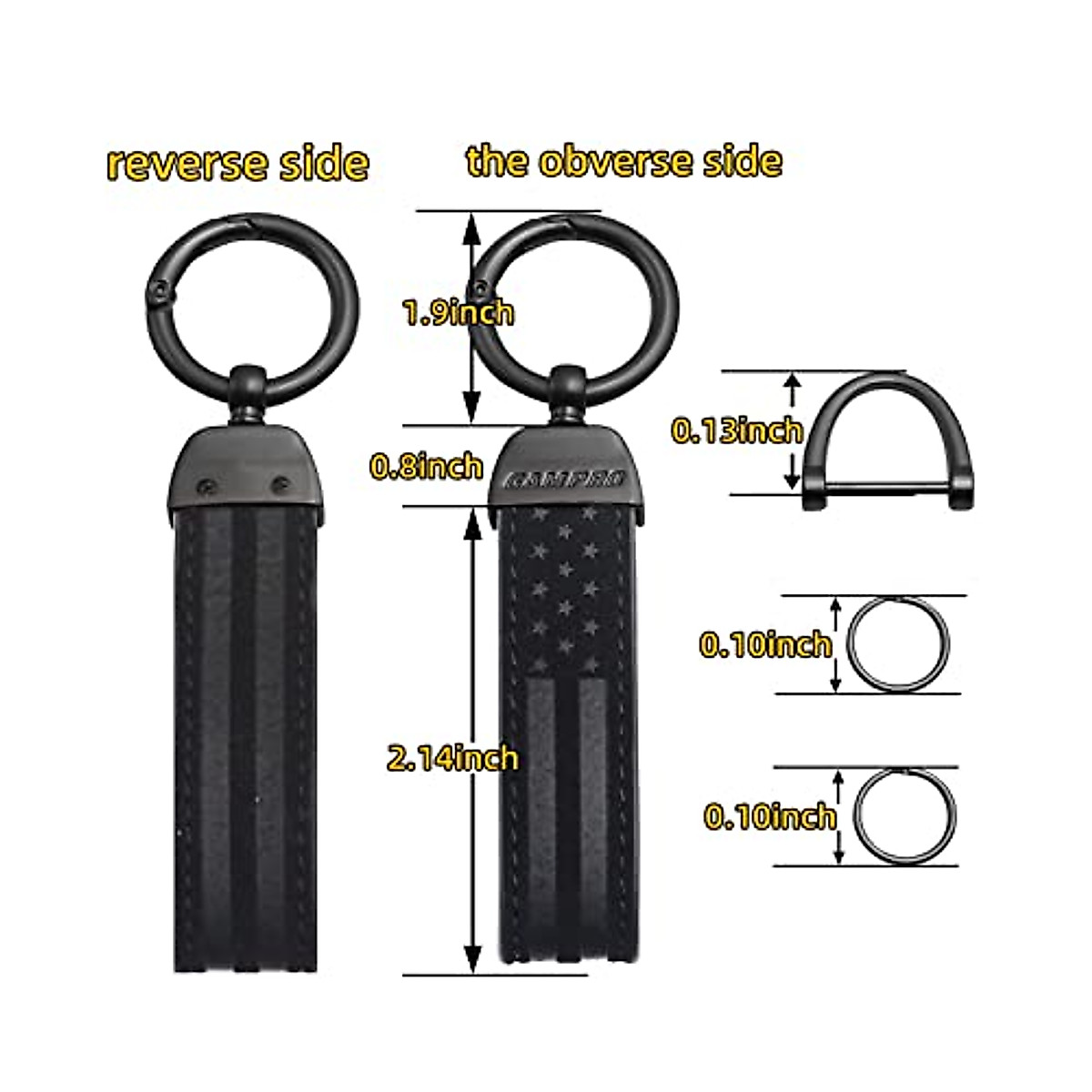 GAMPRO American Flag Microfiber Leather PU Car Keychain Accessories with Zinc Alloy Fashion keychain suit for men and women