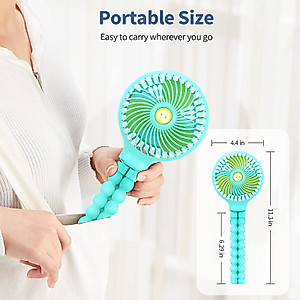 SMARTDEVIL Stroller Fan, 3 Speed Portable Clip on Stroller Fan for Baby, Battery Operated Personal Desk Fan with Flexible Tripod, Mini Handheld Fan for Car Seat, Treadmill, Camping (Blue)