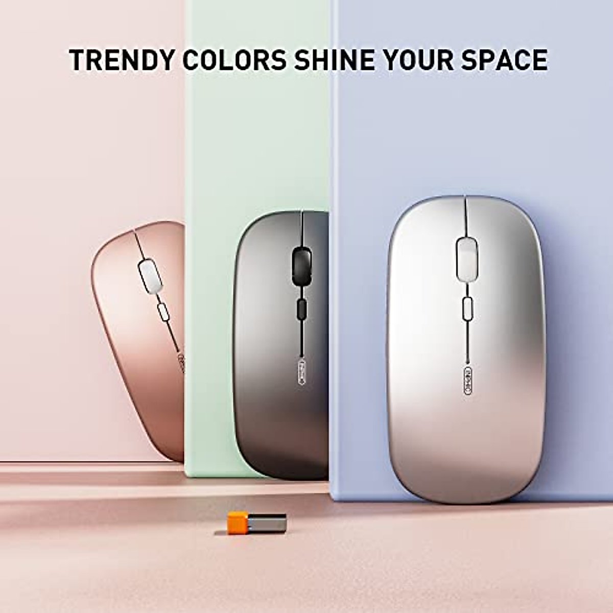 INPHIC Wireless Mouse for Laptop, 2.4G Slim Mouse 700mAh Rechargeable, Noiseless Computer Mouse with USB Receiver, 3 Adjustable DPI Optical Cordless Mouse for MacBook, Chromebook, PC, Laptop-Black