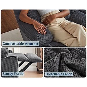 Jocisland Recliner Couch, Recliner Loveseat with Cup Holders, Console with Charging Socket, Comfy Reclining with Dual Wingback for Living Room(Grey)