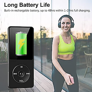 Music Player Bluetooth, Aigital MP3&MP4 Music Player with Speaker Built-in, 32GB Portable Digital Lossless Music Player for Kids, FM Radio/Recorder/Ebook/Clock, 128G Expanded, Earphone Included