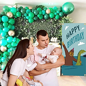 Bigfoot Loch Ness Monster Theme Happy Birthday Party, Baby Shower Party, or Monster Theme Party Photo Booth Props Photography Backdrop Banner Decoration 35.43x72.83in-BECKTEN
