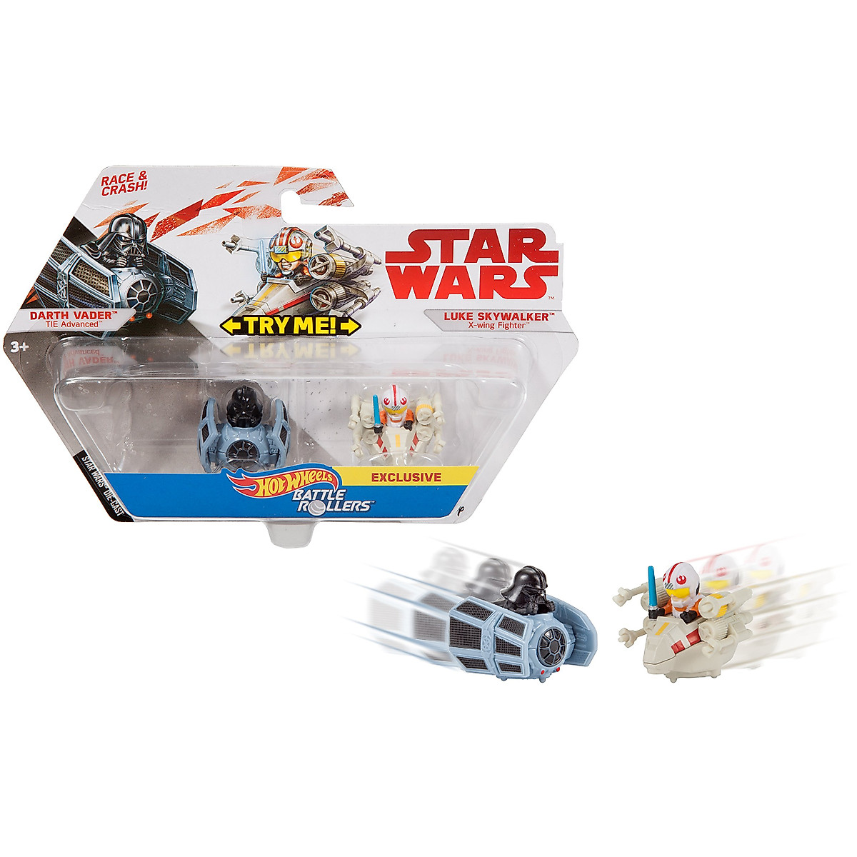 Hot Wheels Star Wars Darth Vader Tie Advanced Vs. Luke Skywalker X-Wing Fighter 2-Pack, Vehicle