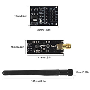 2Pcs NRF24L01+PA+LNA RF Wireless Transceiver Module with SMA Antenna 2.4G 1100m & Wireless Module with Breakout Adapter On-Board 3.3V Regulator