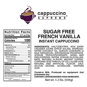 Cappuccino Supreme 1.2 lb bag Sugar Free French Vanilla Instant Cappuccino Mix