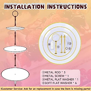 PinCute Cupcake Stand Holder - 3 Tier Cup Cake Dessert Tower, Plastic Tiered Serving Tray&Metal Rod for Birthday Party, Baby Shower and More