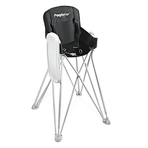 PandaEar Portable High Chair for Babies and Toddlers, Foldable HighChair with Tray, Baby Travel Dining Chair for Indoor & Outdoor -Black