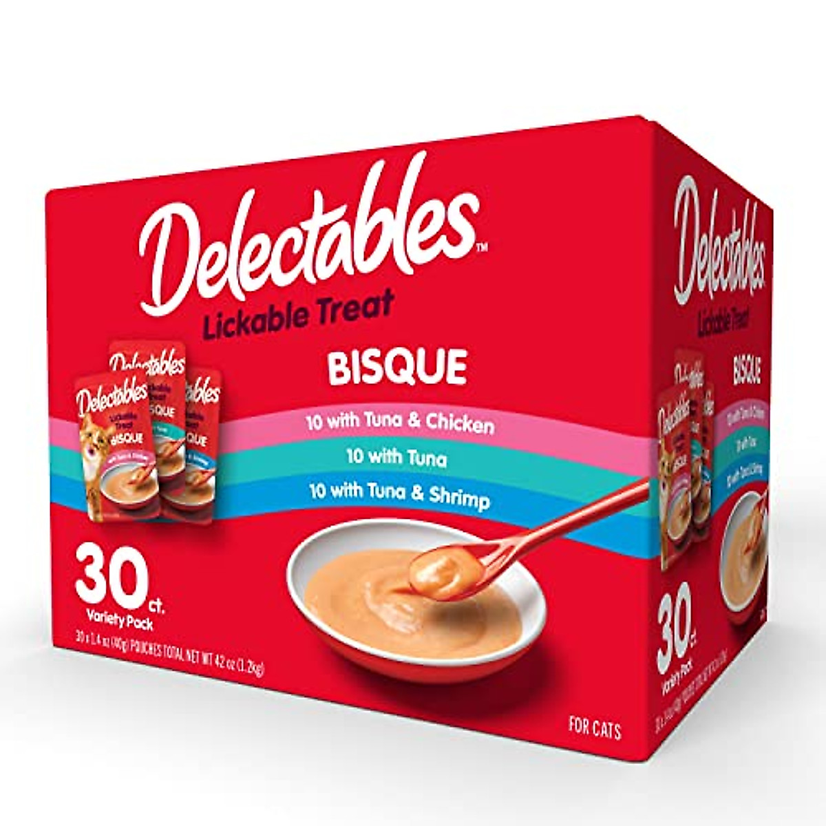 Hartz Delectables Bisque Variety Pack Lickable Cat Treat, 30 Count (Pack of 1)