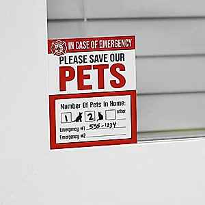 IT'S A SKIN Pet Rescue Sticker Fire Safety - Window Sticker - Save Our Pets Emergency Pet Window Decal - Dog Cat Pet Durable Laminate 4x5-4 Pack