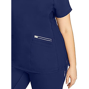 Healing Hands Womens Scrub Top 3 Pocket V-Neck Lightweight Breathable Fabric Scrub Tops for Women HH360 2284 Serena Navy 2XL
