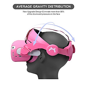 Barbie Pink 6 in 1 Set Head Strap for Oculus Quest 2 Accessories,MODJUEGO Adjustable Forehead Strap with Silicone Touch Controller Grip Cover, VR Face Cover and VR Shell Protector Cover Replacement