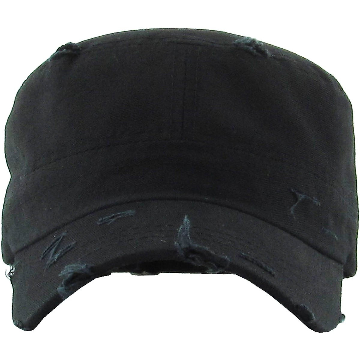 Funky Junque Distressed Womens Mens Vintage Military Style Army Cadet Hat - Black