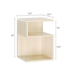 ODIKA Tokyo S Minimalist 3 Tier End Table - Minimalist 3-Tier Wood Nightstand for Small Spaces with Open Storage - Japanese-Inspired Bedside Table for Bedroom (Natural)