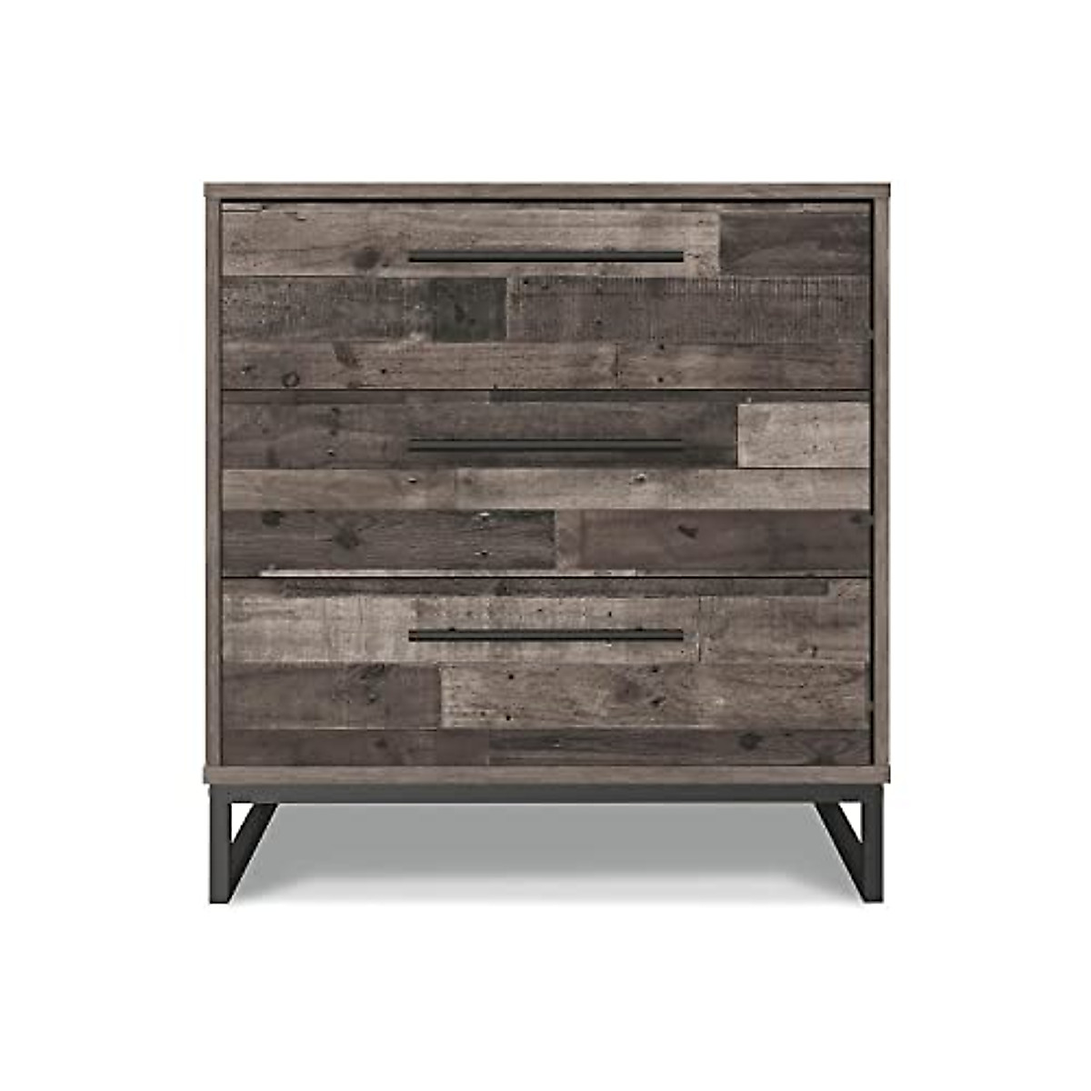 Signature Design by Ashley Neilsville Industrial 3 Drawer Chest of Drawers, Butcher Block Gray