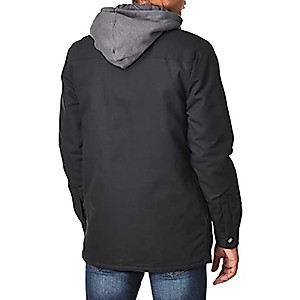 Dickies mens Fleece Hooded Duck Shirt Jacket With Hydroshield Work Utility Outerwear, Black, X-Large US