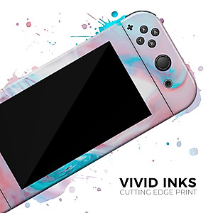 Design Skinz - Compatible with Nintendo Switch OLED Dock Only - Skin Decal Protective Scratch-Resistant Removable Vinyl Wrap Cover - Marbleized Teal and Pink V2