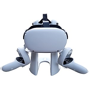 TNE VR Stand Headset and Controller Display Holder Mount Station for Quest 2/Quest and Rift S Virtual Reality Gaming System (White)