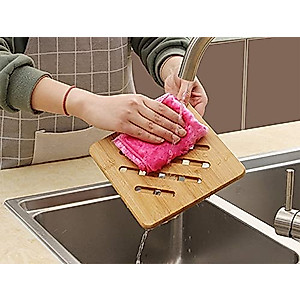 Bamboo Trivet Kitchen Natural Bamboo Trivet Mat Set Heat Resistant Pads Bamboo Hot Pads Trivet Non-Slip Pads Square and Round for Hot Dishes/Pot/Bowl/Teapot/Pans(2Small Round+2 Round+2Square+1Rack)