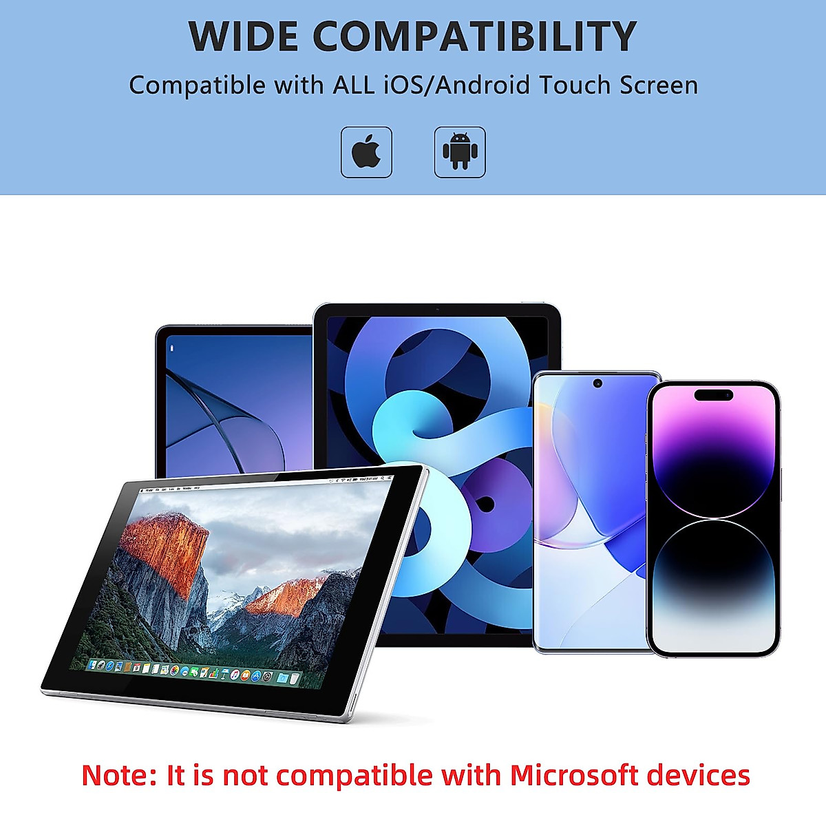 Stylus Pen for iOS&Android Touch Screens, Active Pencil for Samsung, Smart Digital Stylus Pens for Lenovo/Vivo/Mi/HUAWEI and Other Tablets, iPhone/Samsung/Google Pixel Smart Phones for Drawing&Writing