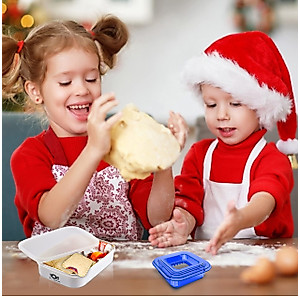 YUMKT Sandwich Cutter and Sealer,Cookie cutter Cool Sandwich Cutters for Kids Breakfast Sandwich Maker Cute Peanut Butter and Jelly Sandwiches DIY Lunchbox and Bento Box of Boys Girls (5, Blue Square)