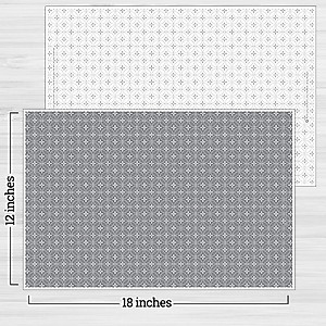 Gray and White Disposable Placemats for Baby, Toddlers, Children and Adults - Sticky Toppers for Tables - Restaurant, Travel, Airplane Tray Covers, Schools - 40 Pack