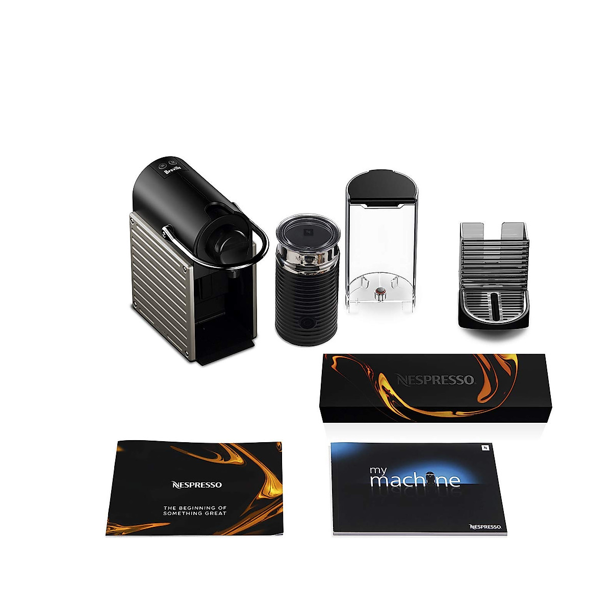 Nespresso Pixie Espresso Machine by Breville with Milk Frother, Titan