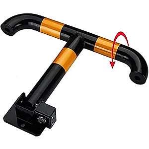 T-Shaped Heavy Duty Car Parking Space Lock Bollard Folding Lane Parking Barriers Security Posts for Private, Business, with Screws & Key (Yellow 550x400mm) (Black 550x400mm)