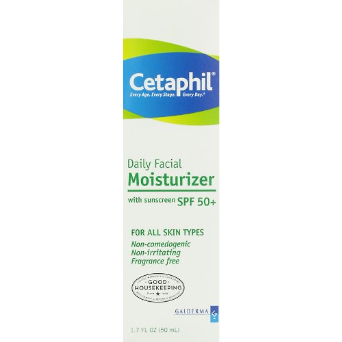 CETAPHIL Daily Facial Moisturizer SPF 50, Gentle Facial Moisturizer For Dry to Normal Skin Types, No Added Fragrance, (Packaging May Vary), 1.7 Fl Oz (Pack of 2)