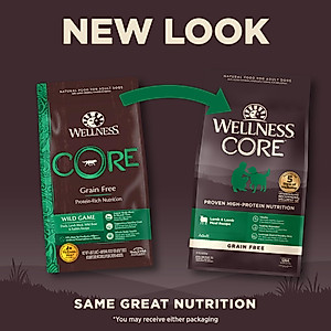 Wellness CORE Grain-Free High-Protein Dry Dog Food, Natural Ingredients, Made in USA with Real Meat, All Breeds, For Adult Dogs (Lamb, 22-Pound Bag)