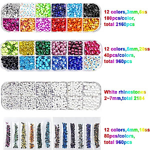 GLTECK Hotfix Applicator, Bedazzler Kit with 5784 PCS Rhinestones for Crafts, DIY Hot Fix Rhinestone Applicator Wand Setter Tool with 7 Tips, 6 Pattern Templates, Gloves, Tweezers & Cleaning Brush